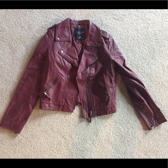 American Eagle Outfitters | Jackets & Coats | Maroon Fake Leather ...